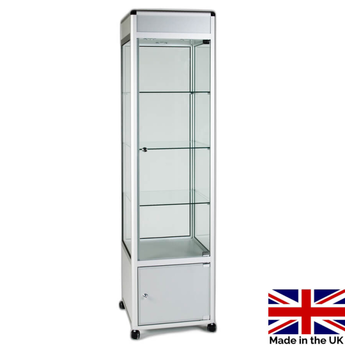 950mm Wide Wall Mounted Glass Display Case - Perforated Back - Access ...