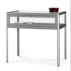 1000mm Wide Dustproof Glass Display Table - Silver