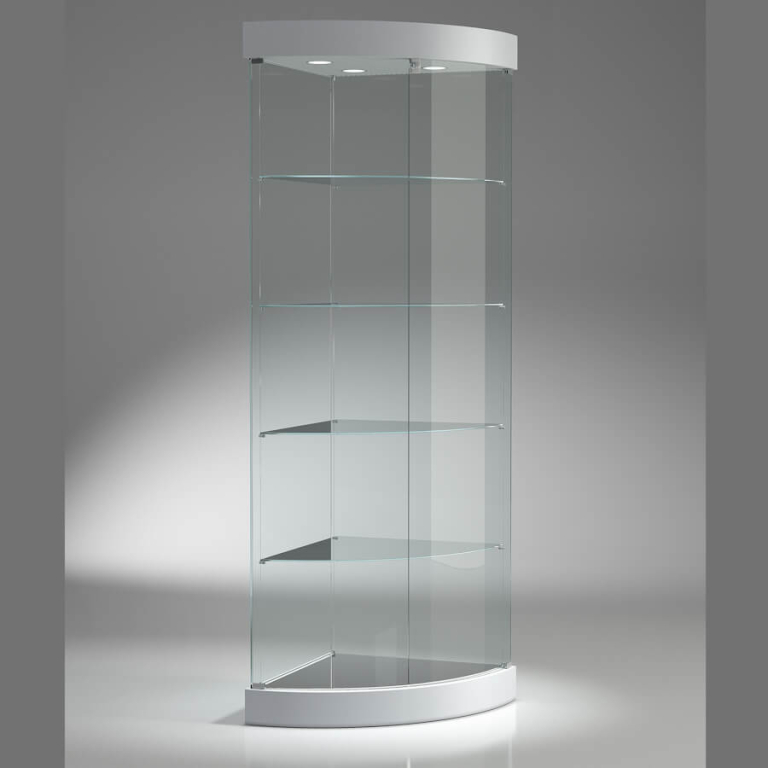 580mm Wide Freestanding Corner Glass Display Case