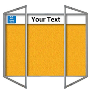 Lockable Camira Lucia Notice Board with Printed Header