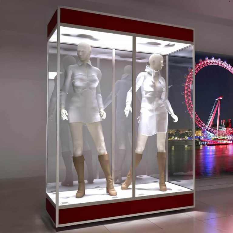 1400mm wide Glass Double Mannequin Display Case - Access Displays