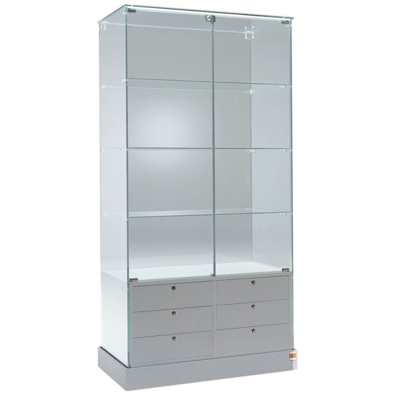 730mm Wide Freestanding Glass Display Case With Storage