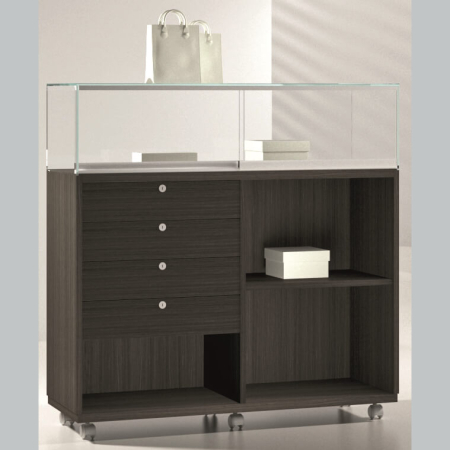 1190mm Wide Large Wooden Counter with Glass Display Top