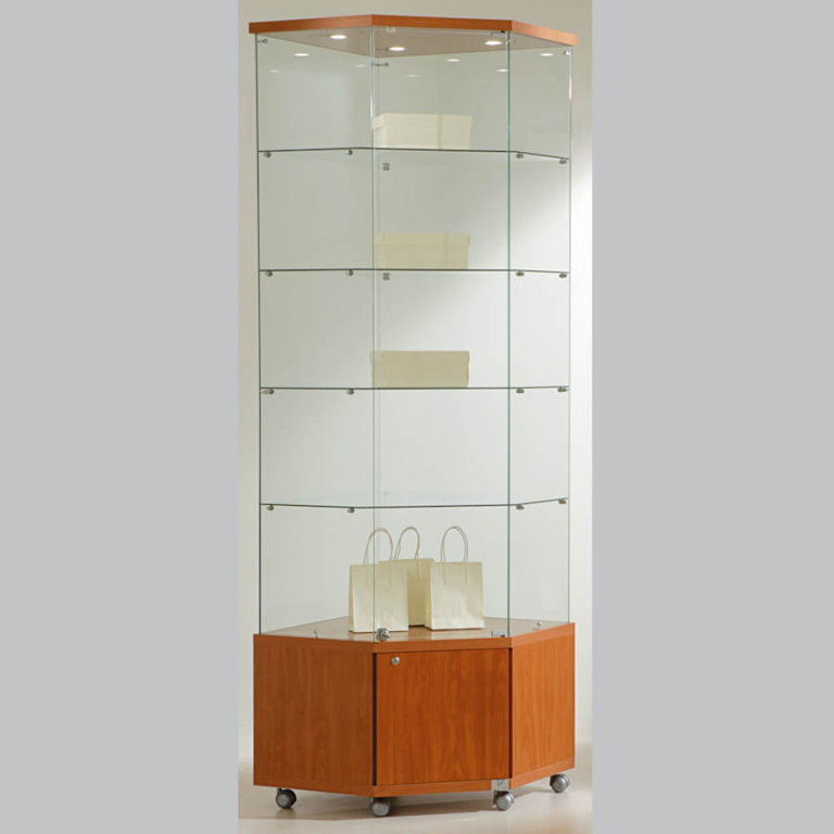 680mm Wide Freestanding Glass Corner Display Case