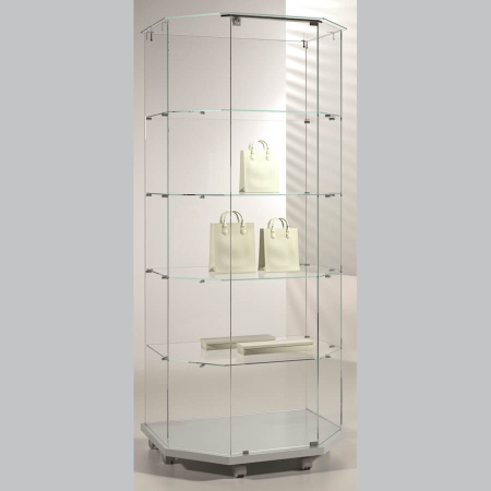 800mm Wide Freestanding Trapezoid Glass Showcase - 8/18T